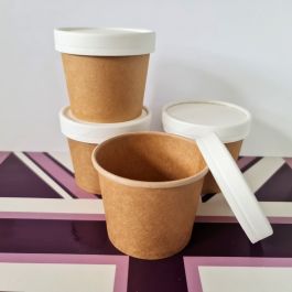 100ml Brown Kraft Cardboard Pot with White Lid